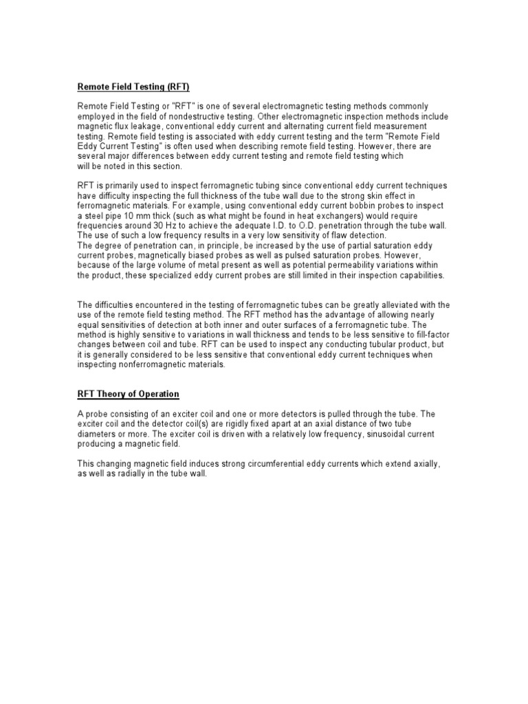 Remote Field Testing Explained | PDF | Inductor | Pipe (Fluid Conveyance)