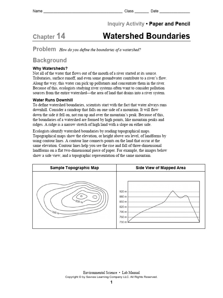 Paper+and+Pencil+Activity +Watershed+Boundaries | PDF | Topography ...