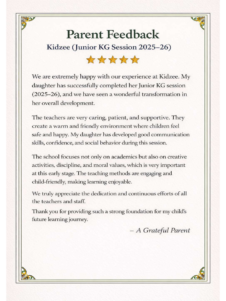 Parent Feedback Letter With Gold Accents-1 | PDF