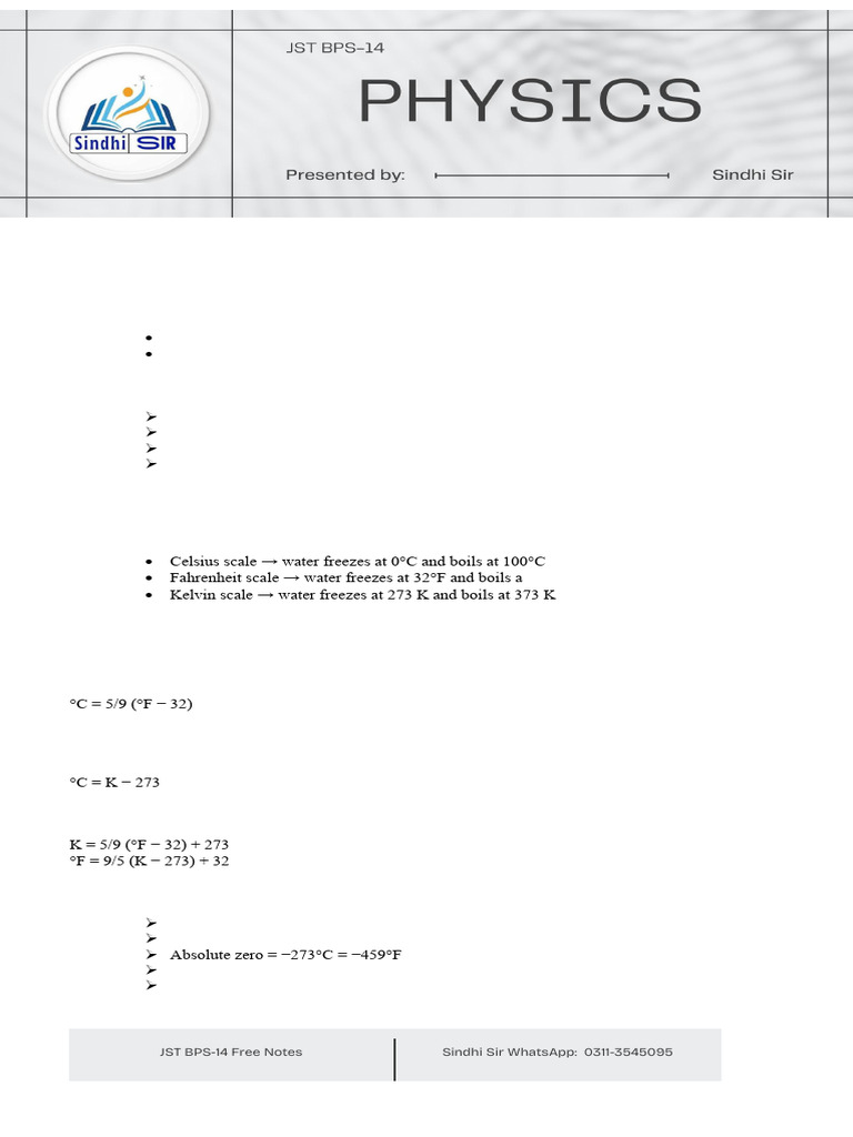Physics, Laws, Temperature Scales | PDF | Fahrenheit | Temperature
