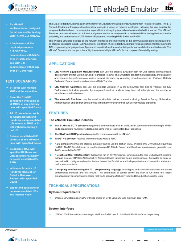Lte Enodeb Emulator | PDF | Computer Standards | Computer Networking