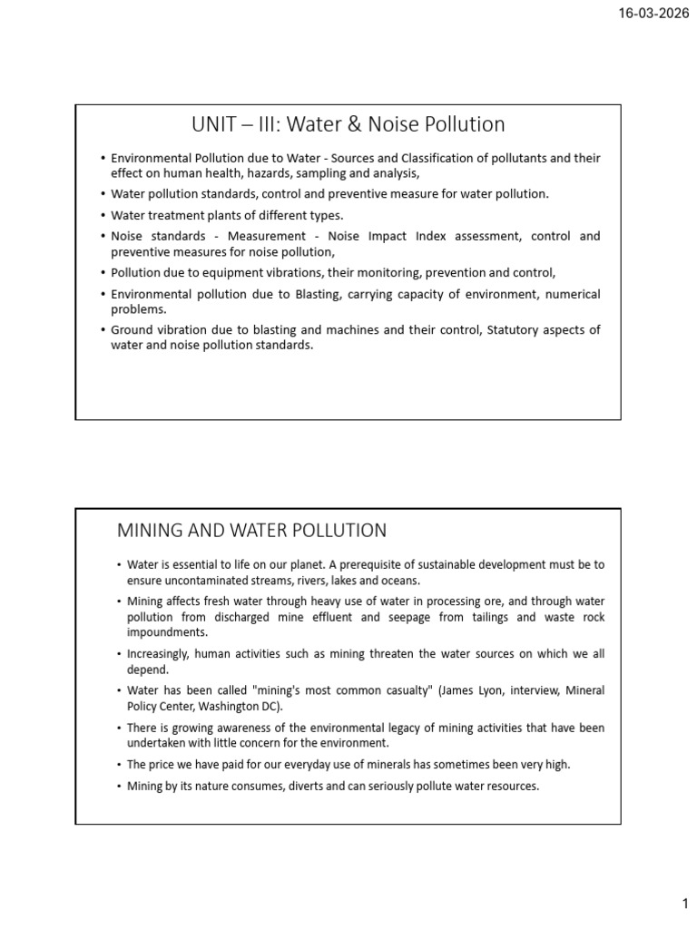 Unit III Water Pollution Handouts | PDF