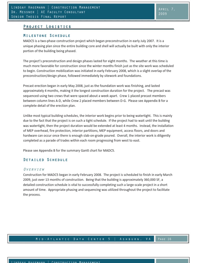 Project Logistics: Milestone Schedule | PDF | Precast Concrete | Data ...