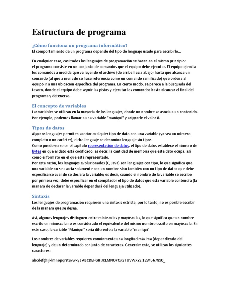 Estructura de Programas | PDF | Lenguaje de programación | Programa de ...