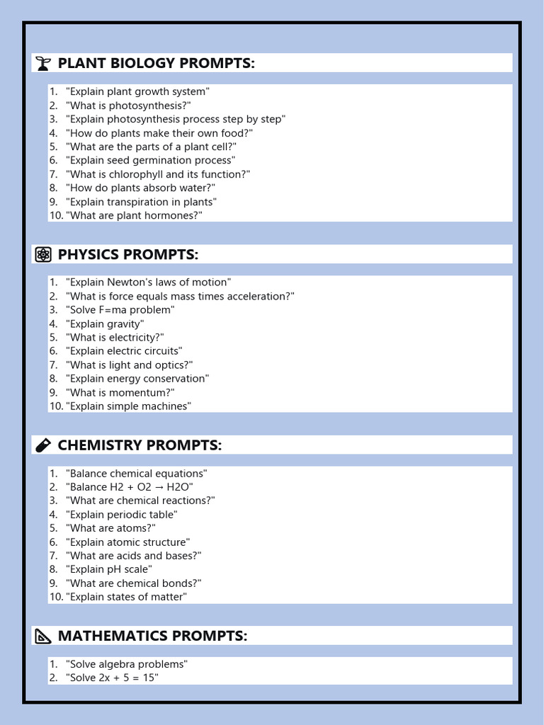 Science AI Tutor Prompts | PDF | Climate Change | Physics