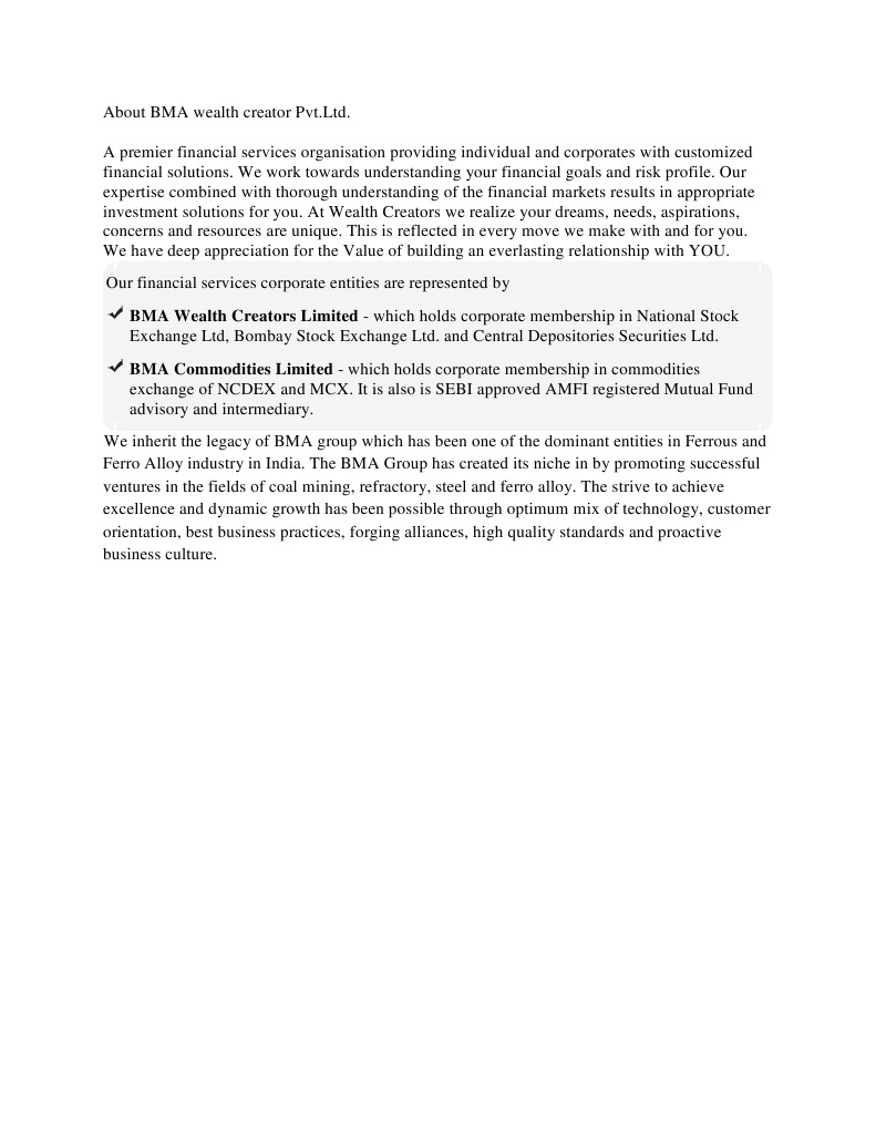 BMA Wealth Creator: Financial Solutions & Services | PDF | Finance ...