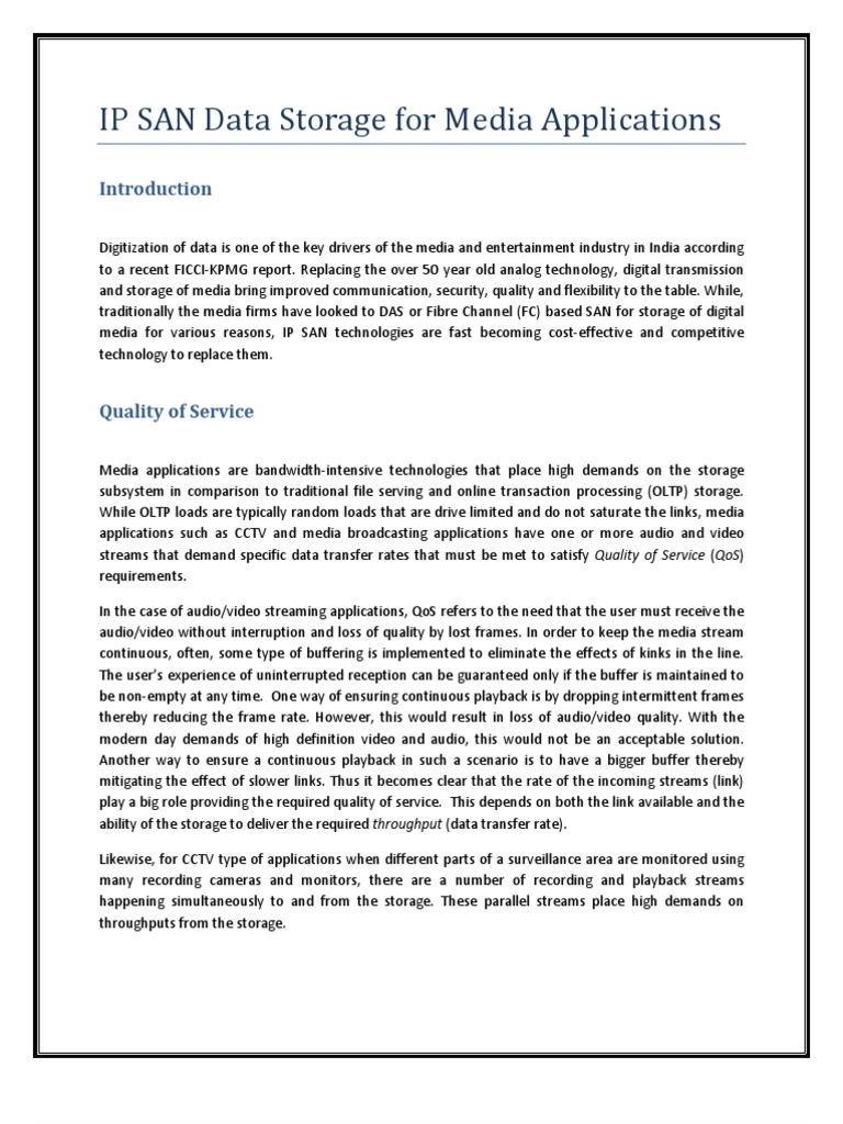 IP SAN Data Storage For Media Applications | PDF | Streaming Media ...