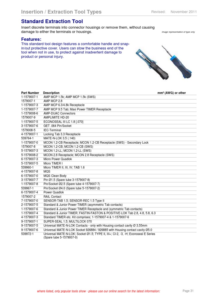 Insertion/Extraction Tool Overview | PDF | Electrical Connector ...