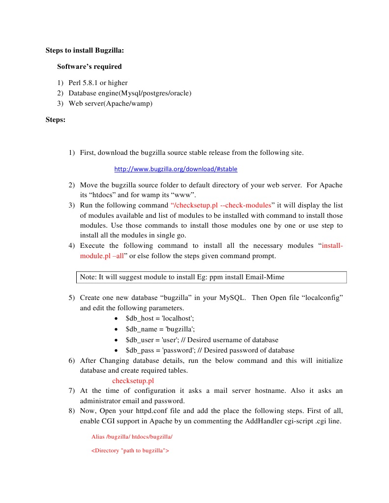 Steps To Install Bugzilla | PDF | Apache Http Server | My Sql