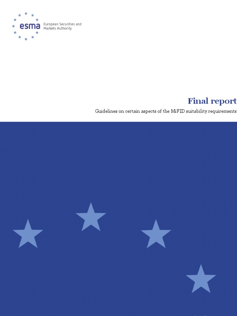 ESMA Gudielines On Certain Aspects of MIFID Suitability Requirements ...