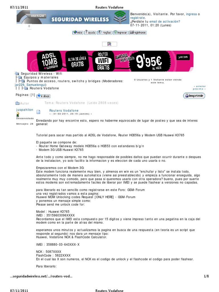 Routers Vodafone Huawei HG556a | PDF | Enrutador (Computación ...