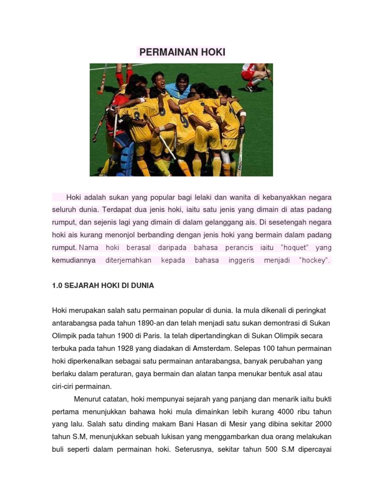Sejarah Hoki Di Malaysia | PDF
