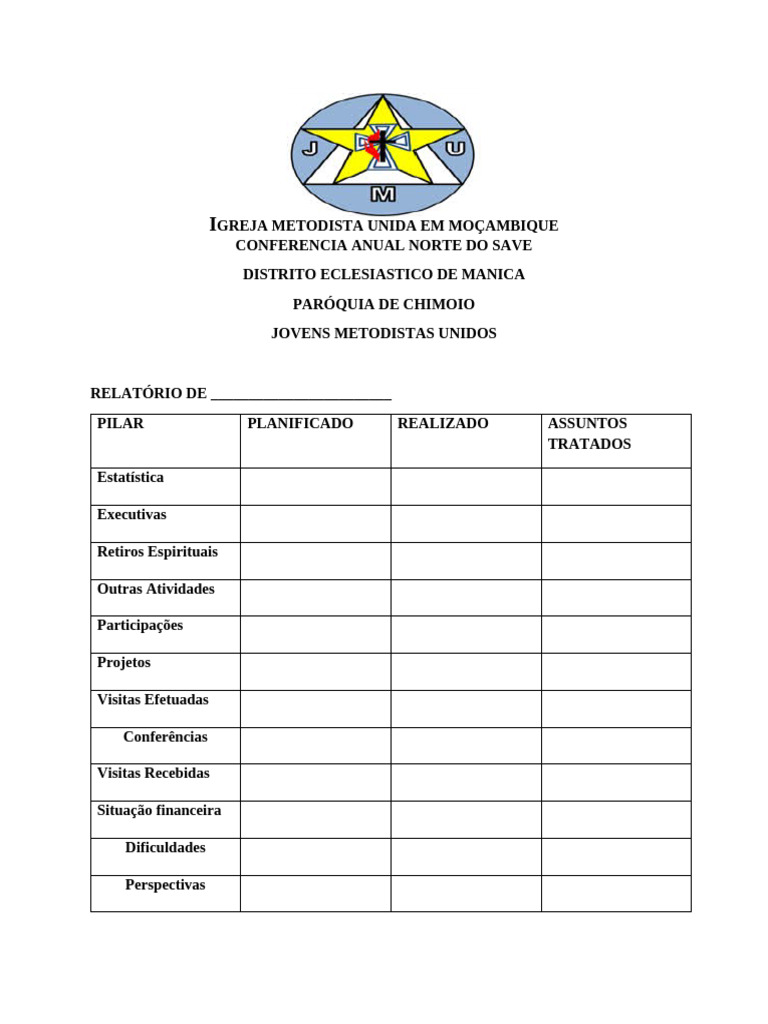 Modelo de Relatórios Chimoio | PDF