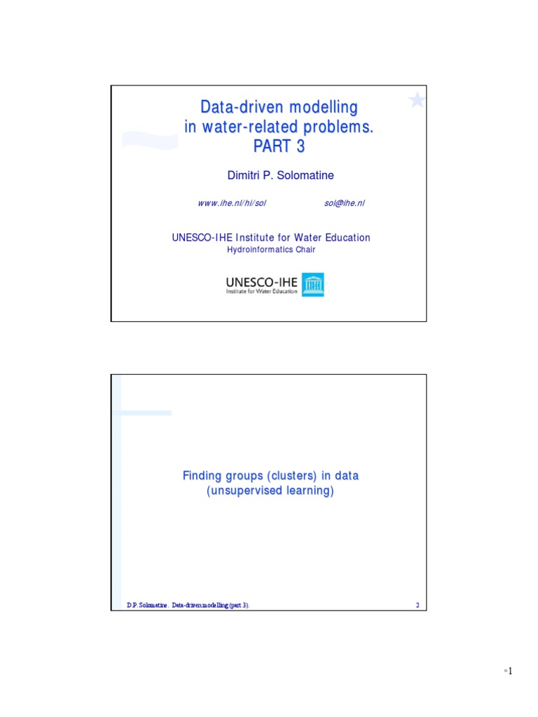 Handouts On Data-Driven Modelling, Part 3 (UNESCO-IHE) | PDF | Cluster ... Handouts On Data-Driven Modelling, Part 3 (UNESCO-IHE) | PDF | Cluster ...