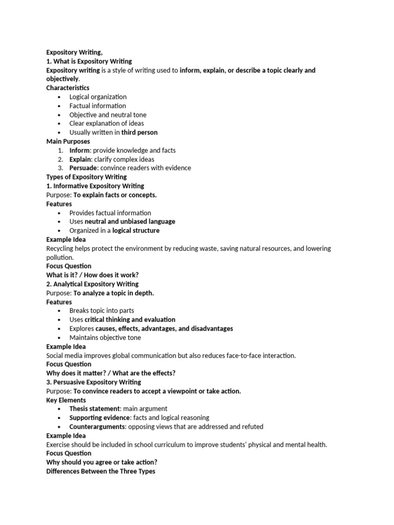 Expository Writing Notes | PDF