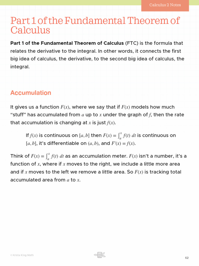 Part 1 Of The Fundamental Theorem Of Calculus Pdf Integral Calculus