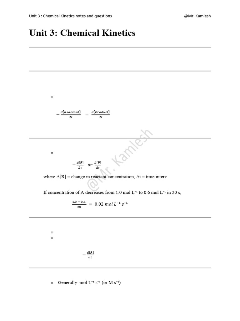 Unit 3 Chemical Kinetics - 149202517106 | PDF | Reaction Rate ...
