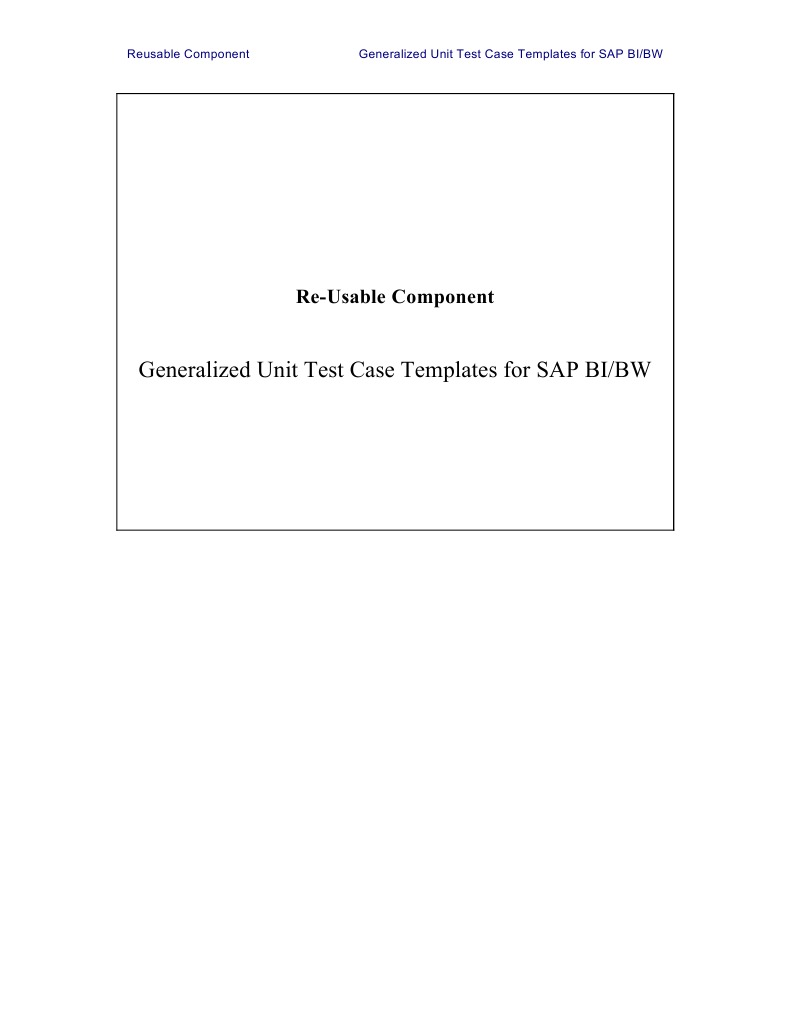 Generalized SAP BI Unit Test Case Templates | PDF | Unit Testing ...