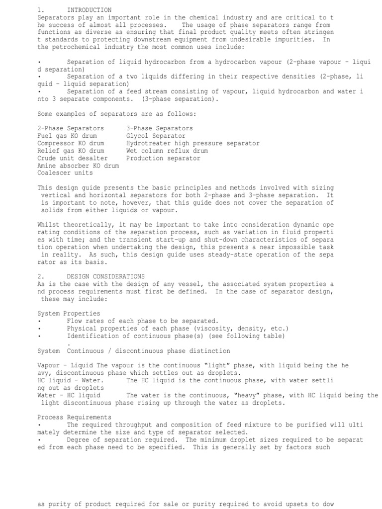 Separator Design Guide | PDF | Liquids | Phase (Matter)