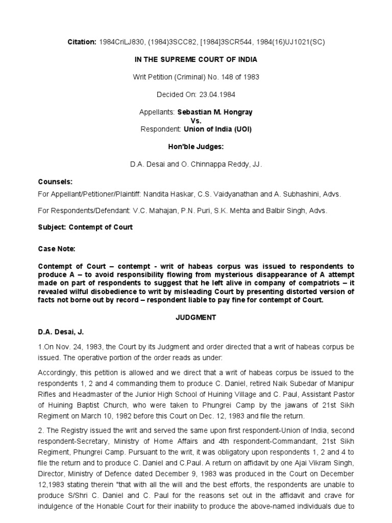 7 Sebastian M. Hongray (II) | Download Free PDF | Contempt Of Court | Writ