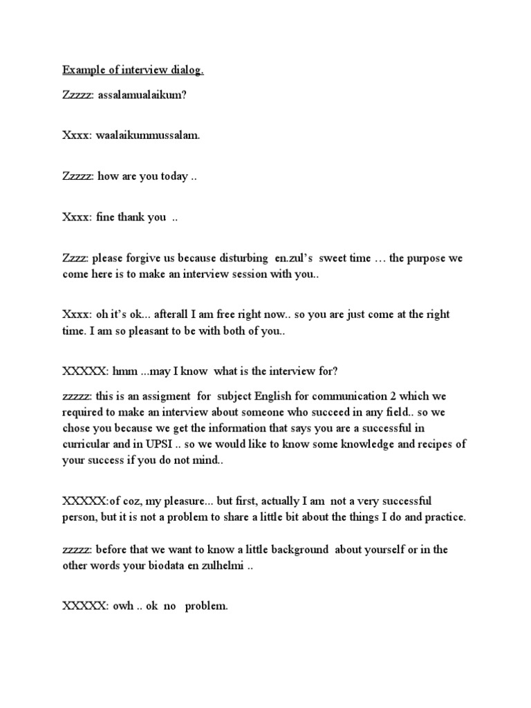 Example of Interview Dialog | PDF