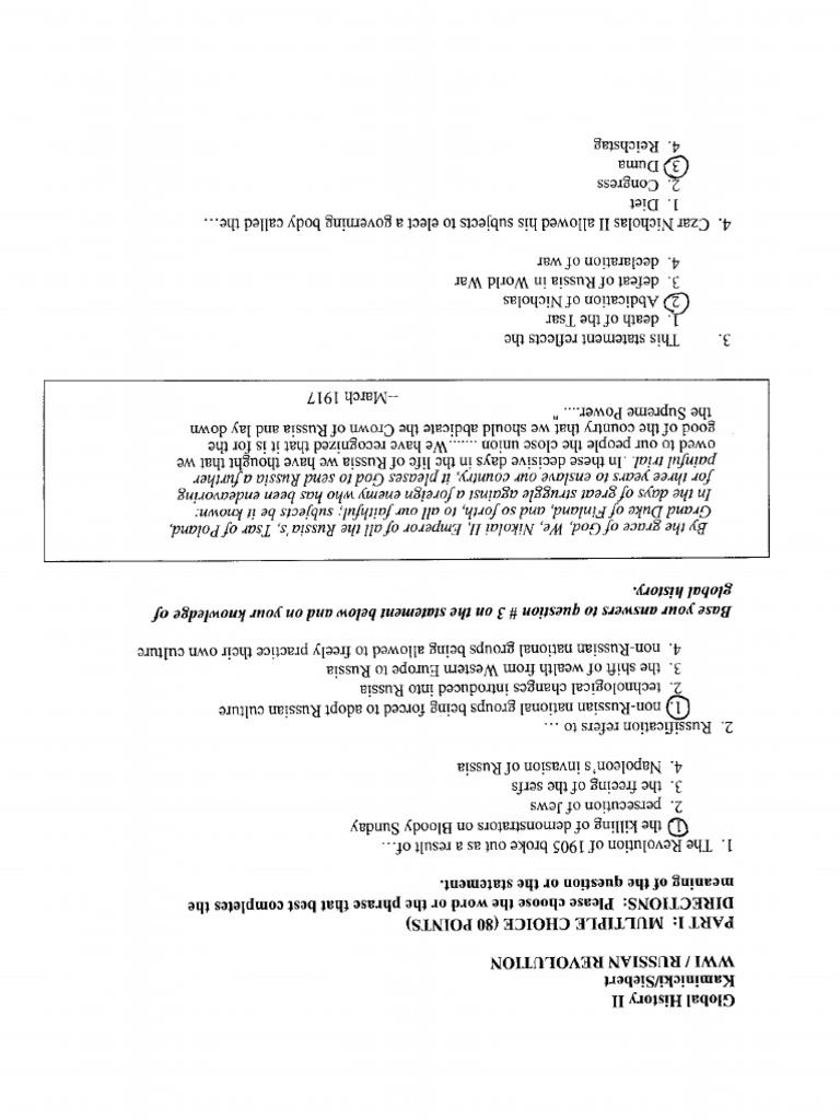 Russian Revolution Multiple Choice | PDF