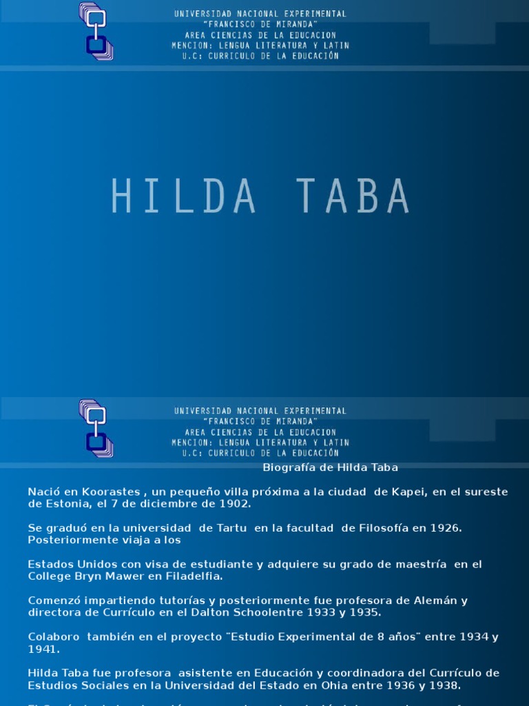 Biografía de Hilda Taba | Plan de estudios | Aprendizaje