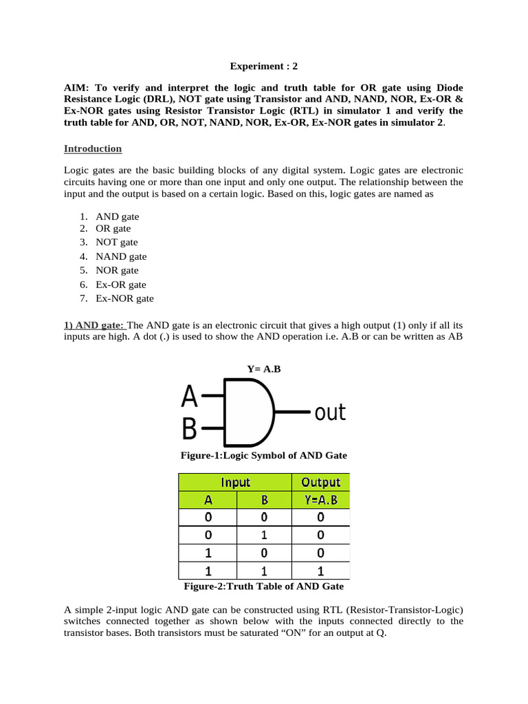 AIM: To Verify and Interpret The Logic and Truth Table | PDF | Logic ...