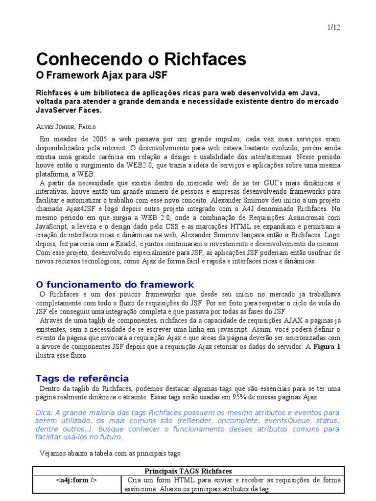 Introdução ao Richfaces para JSF | PDF | Tecnologia e Engenharia