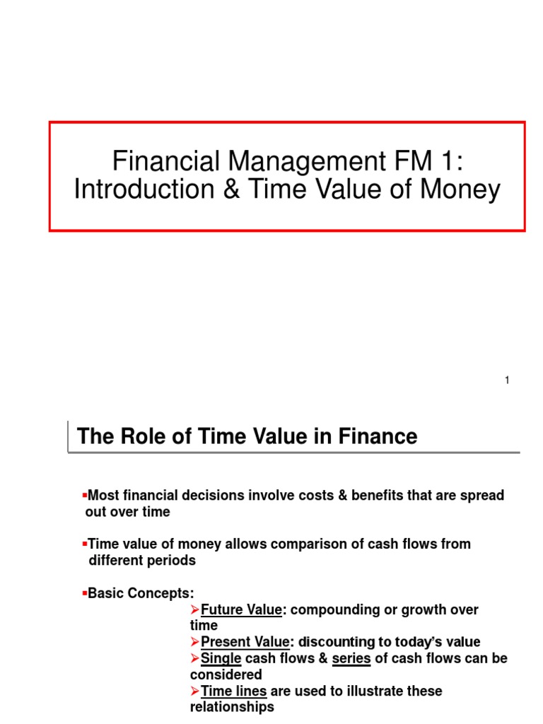 Financial Management Fm 1 Introduction Time Value Of Money