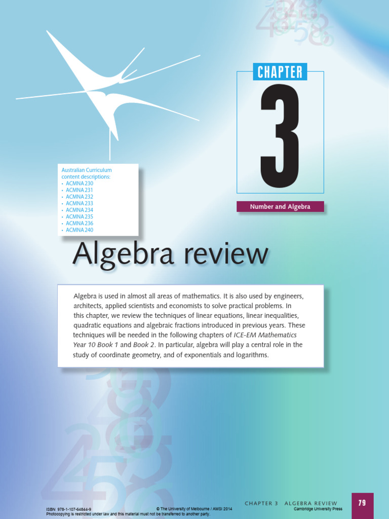 03 Algebra Review | PDF | Inequality (Mathematics) | Equations