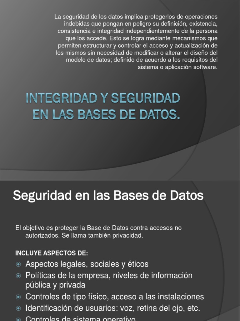 Integridad y Seguridad de Las Bases de Datos | PDF | Autenticación ...