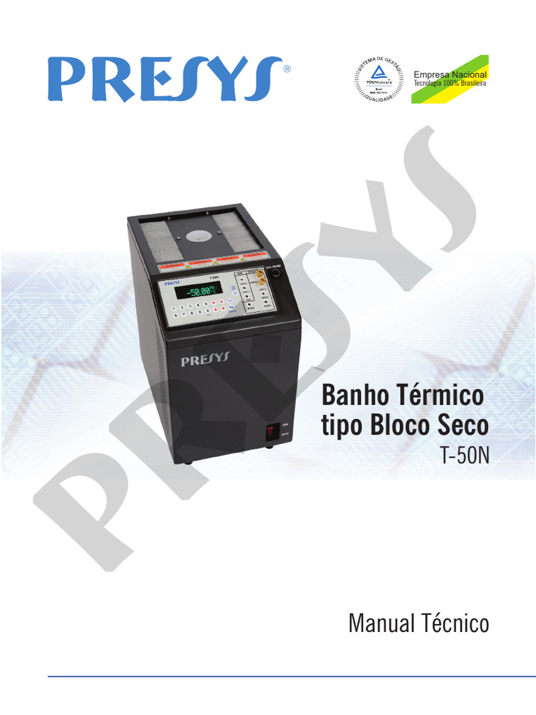BanhosTérmico Tipo Bloco Seco - Forno - Presys-T-50N - OS-1160 | PDF ...