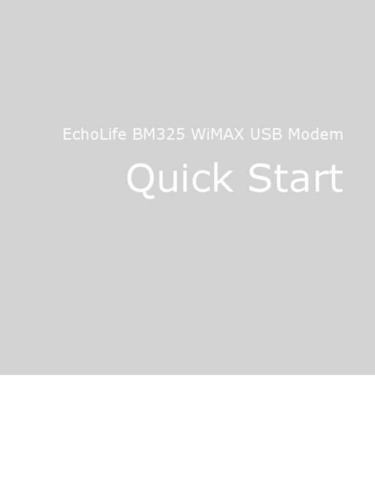 EchoLife BM325 WiMAX USB Modem Quick Start (V300R001 - 03, Basic ...