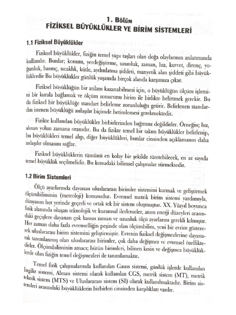 Fiziksel Büyüklükler Ve Birim Sistemleri | PDF