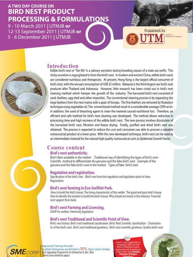Bird Nest Processing Course Overview | PDF | Nature | Foods