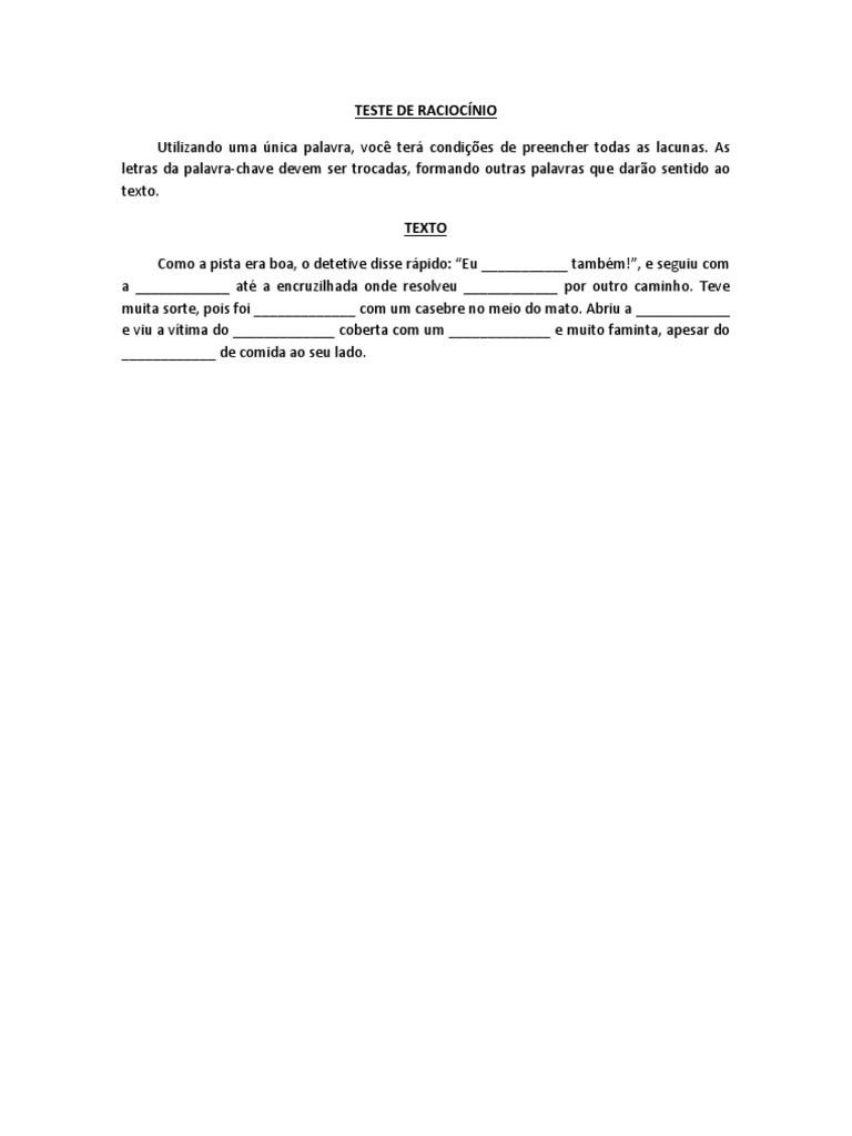 Raciocínio com Letras Trocadas | PDF