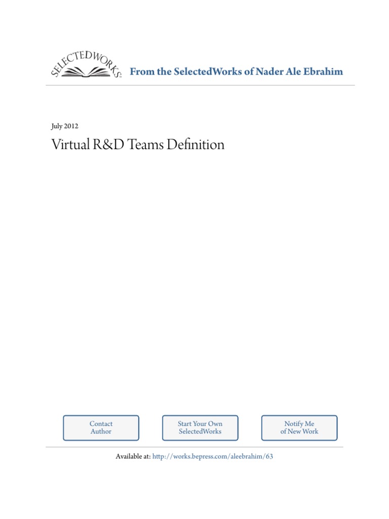 Virtual R&D Teams Definition | PDF | Emergence | Cognition