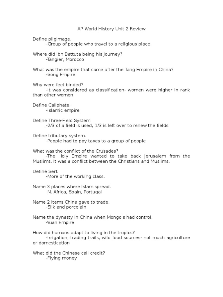 AP World History Unit 2 Review | PDF | Muhammad | Abrahamic Religions