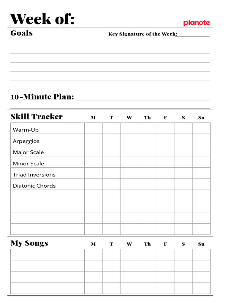 Pianote Practice Planner | PDF