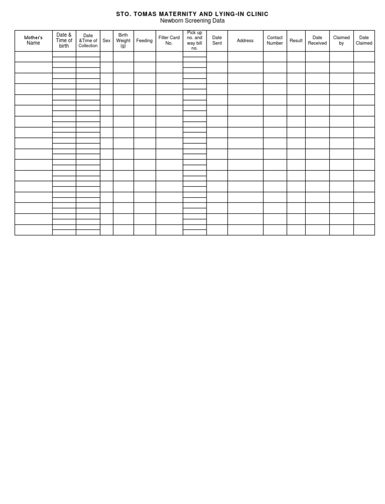 Newborn Screening Data Sheet | PDF
