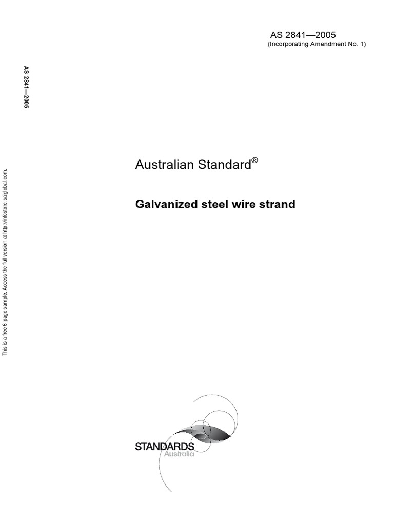 As 2841-2005 Galvanized Steel Wire Strand | Download Free PDF | Wire ...