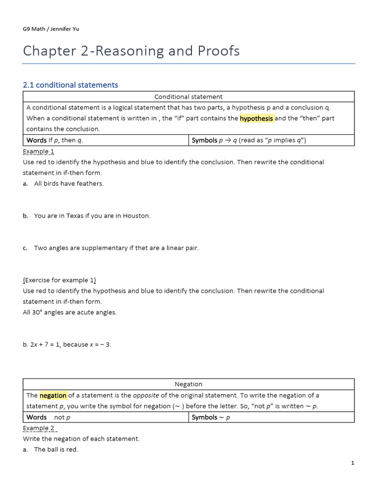 Chapter 2 - Reasoning and Proofs | PDF | Deductive Reasoning ...