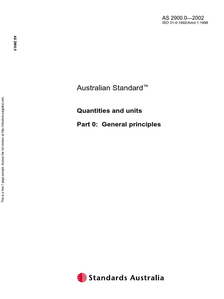 As 2900.0-2002 Quantities and Units General Principles | PDF ...