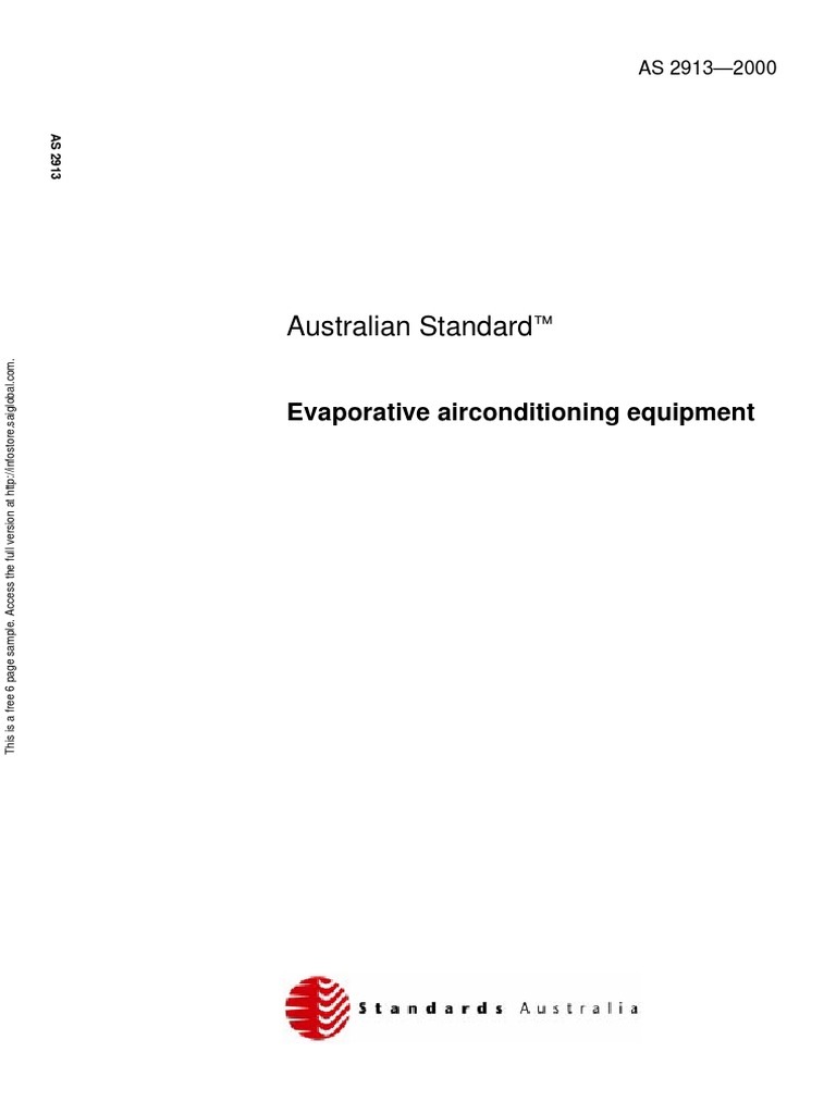 As 2913-2000 Evaporative Air-Conditioning Equipment | PDF | Air ...