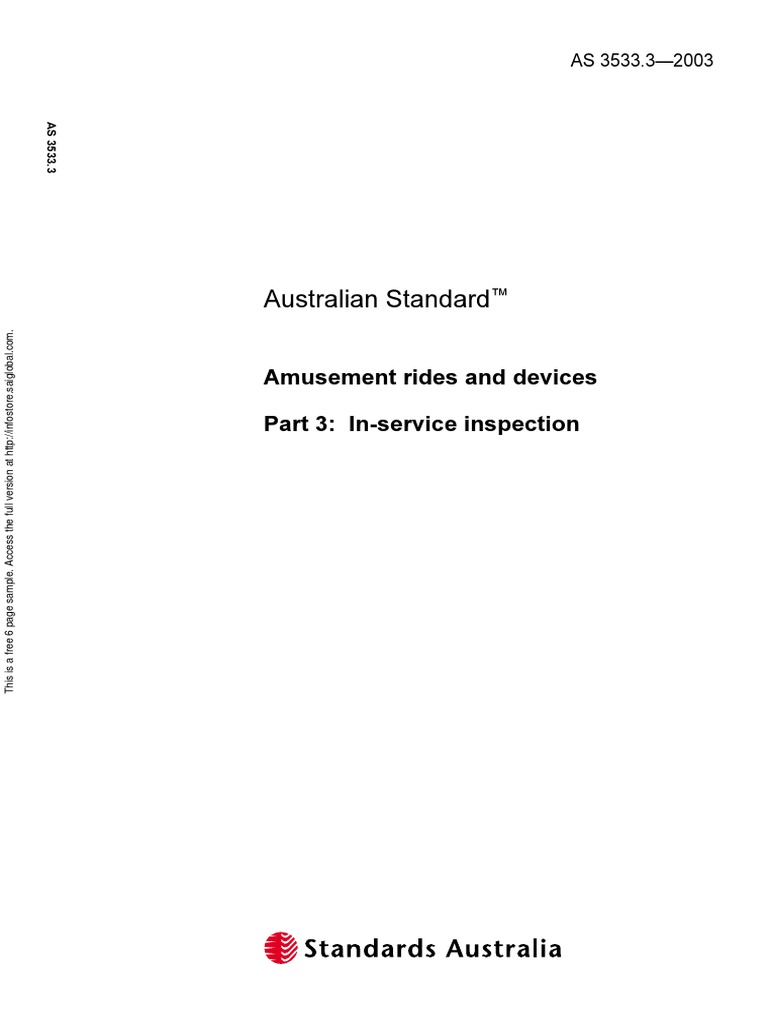 As 3533.3-2003 Amusement Rides and Devices In-Service Inspection | PDF ...