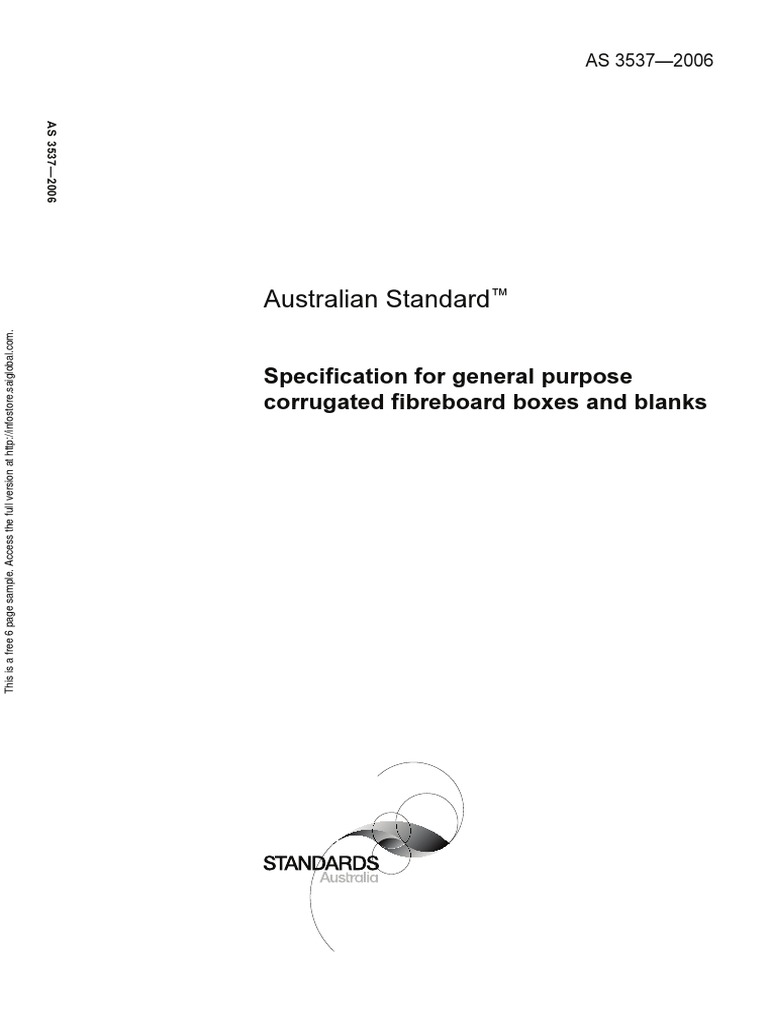 As 3537-2006 Specification For General Purpose Corrugated Fibreboard ...