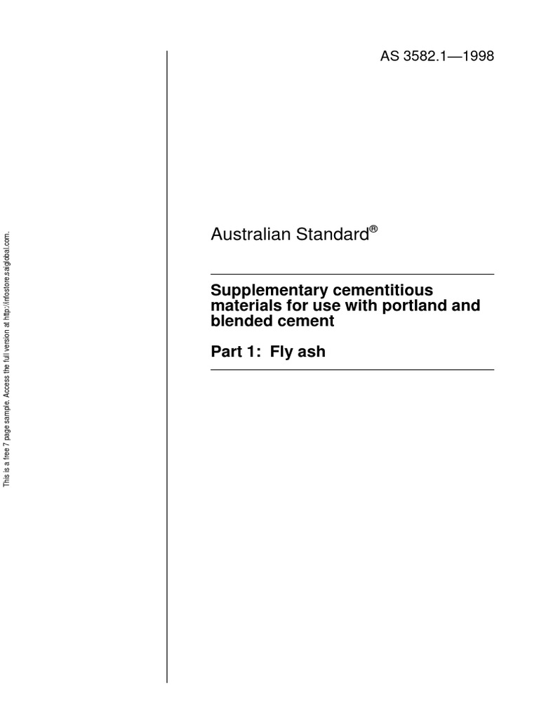 As 3582.1-1998 Supplementary Cementitious Materials For Use With ...