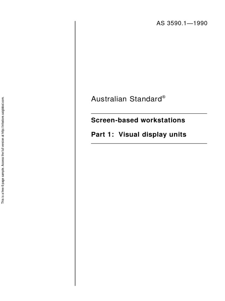 As 3590.1-1990 Screen-Based Workstations Visual Display Units | PDF ...