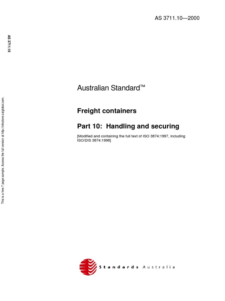 As 3711.10-2000 Freight Containers Handling and Securing | PDF ...